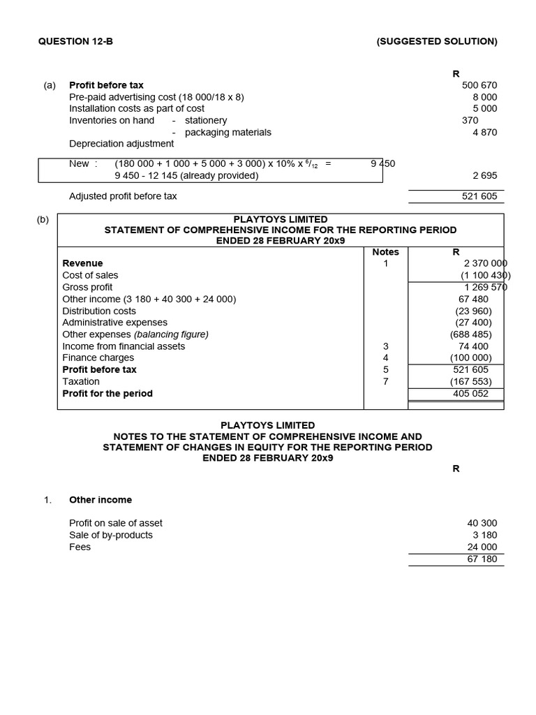 Unit 12-Question 12-B Sol (2023) | PDF | Income Statement | Income