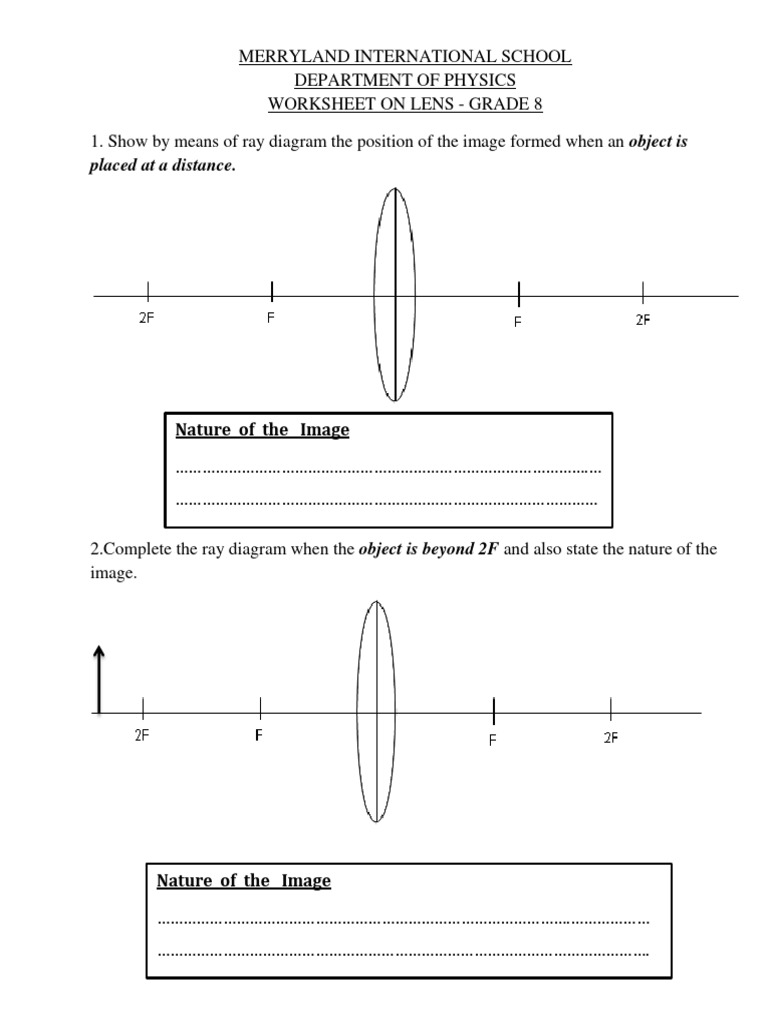 Lens Worksheet.. | PDF