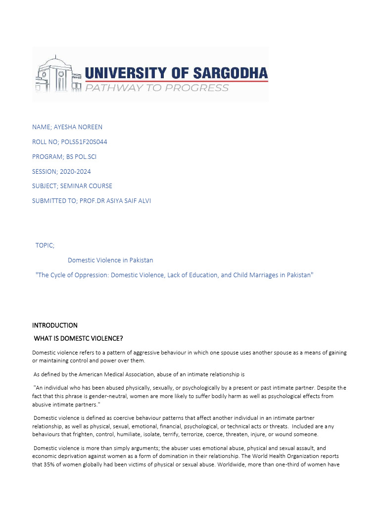 DOMESTIC VIOLENCE IN PAKISTAN ASSIGNMENT | Download Free PDF | Domestic ... DOMESTIC VIOLENCE IN PAKISTAN ASSIGNMENT | Download Free PDF | Domestic ...