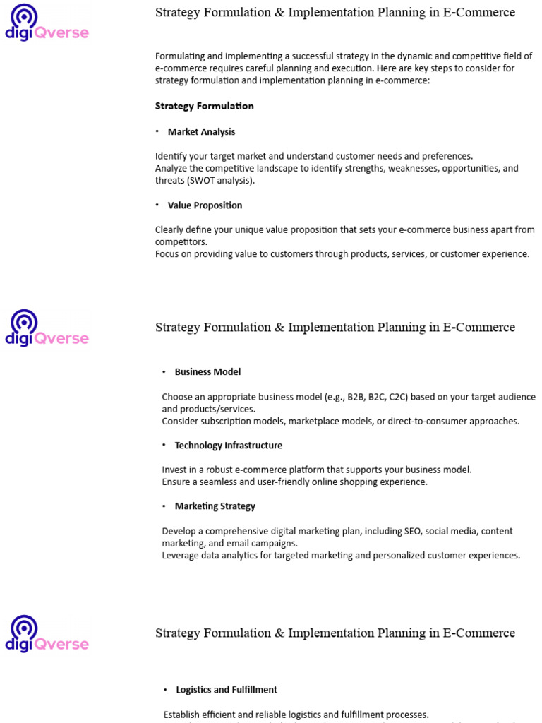E-Commerce Strategy Formulation Guide | PDF | E Commerce | Strategic ...