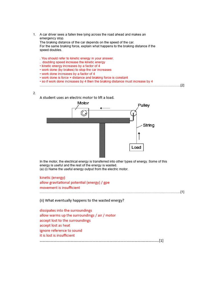 Change in Energy and Energy Transformations Ans | PDF | Potential ...