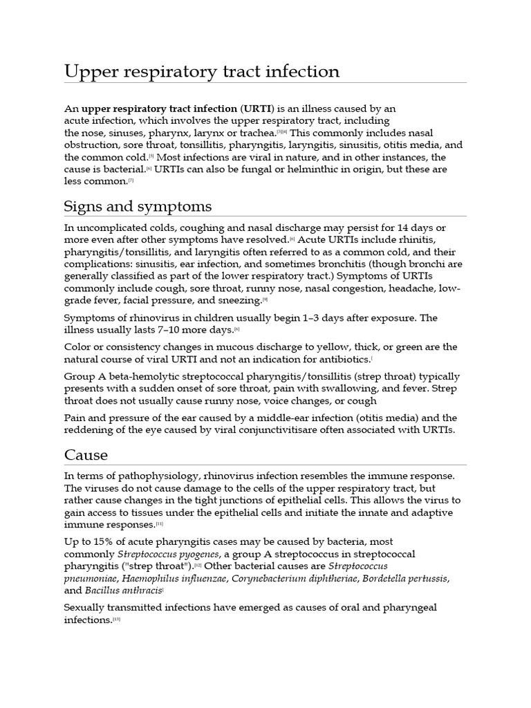Upper Respiratory Tract Infections | PDF | Common Cold | Medical ...