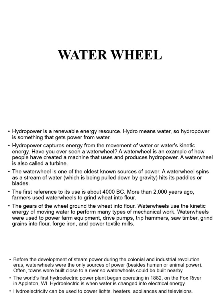 Water Wheel | PDF | Hydropower | Hydroelectricity