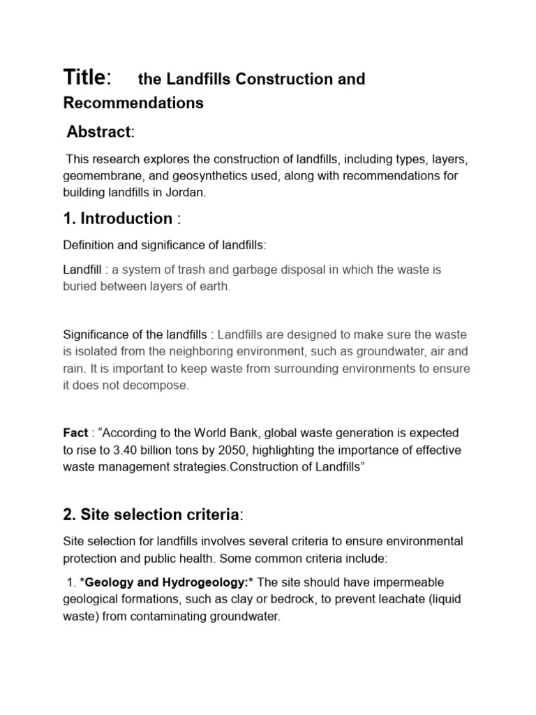 Landfills Breif Research For Beginners | PDF | Waste | Landfill