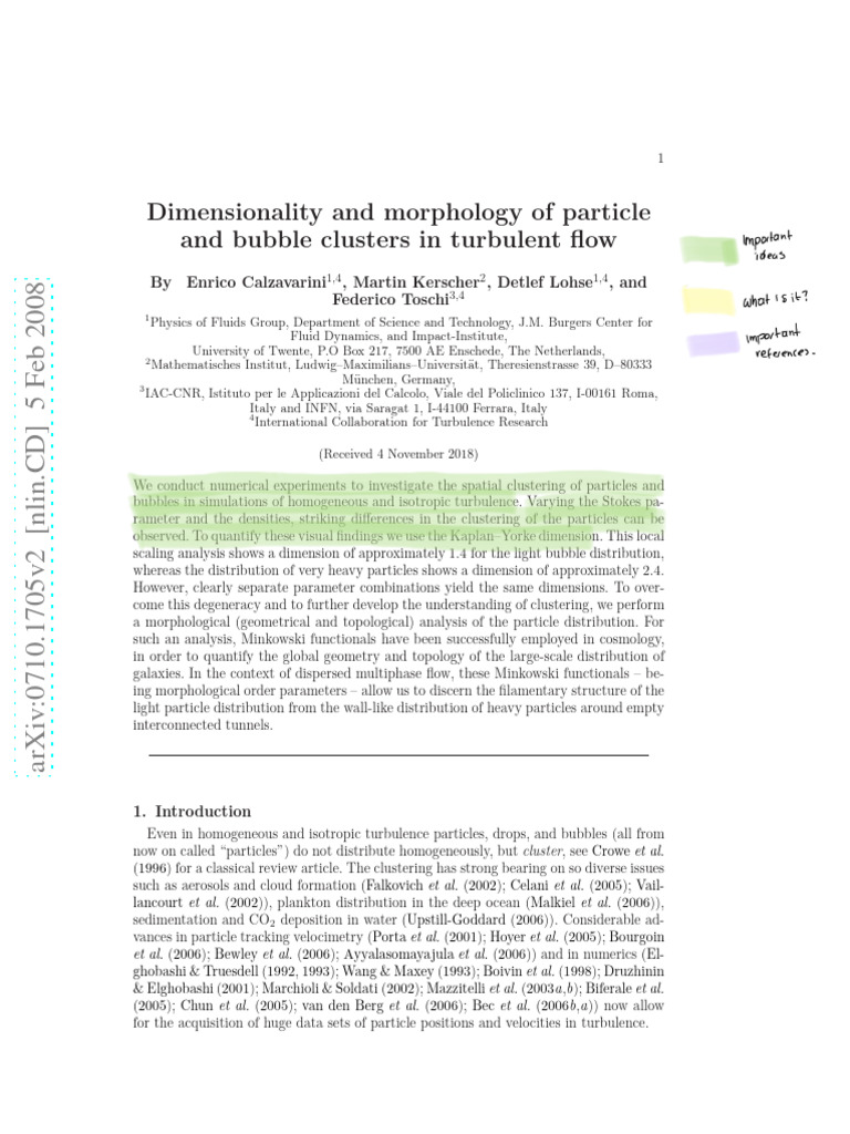 Clustering Particles Calzavarini | Download Free PDF | Reynolds Number | Turbulence