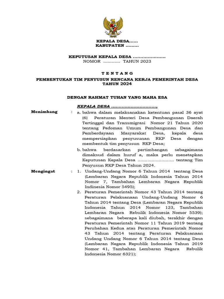 2b. SK Tim Penyusun RKPDes 2024 | PDF