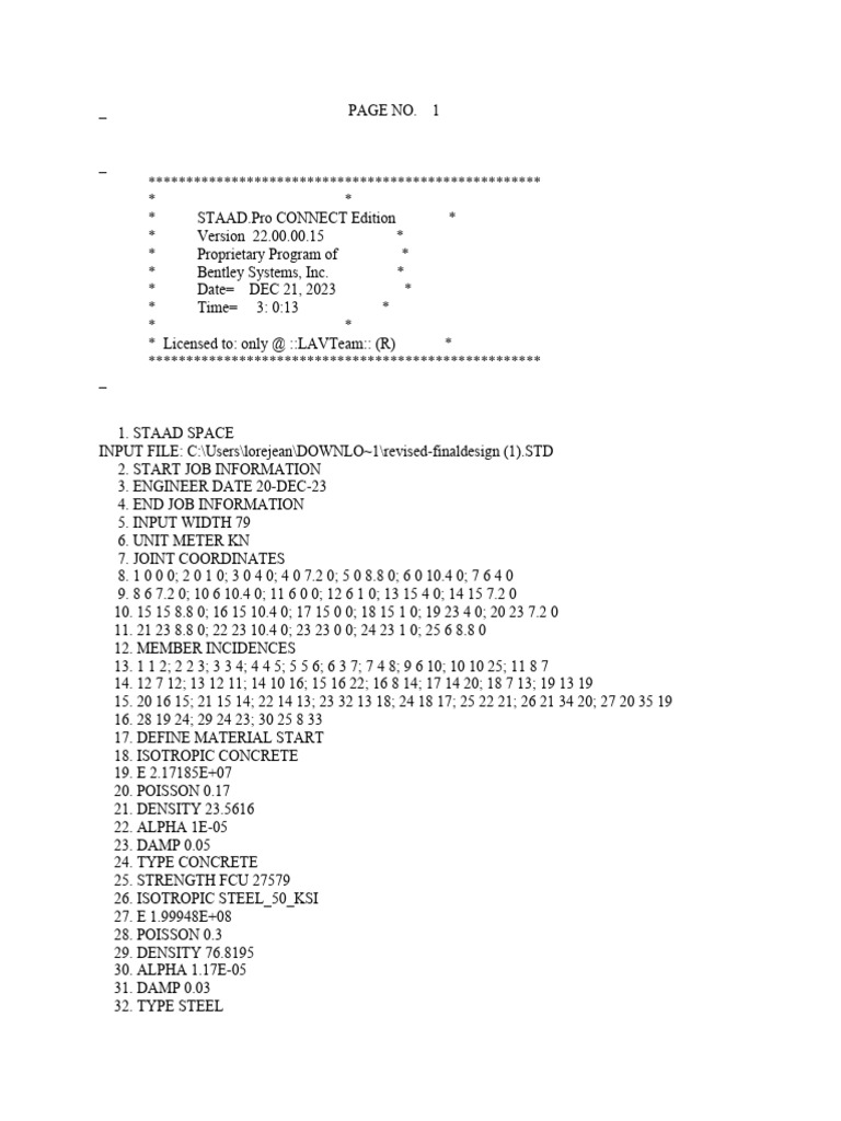 Final-Staad Editor | PDF | Buckling | Bending
