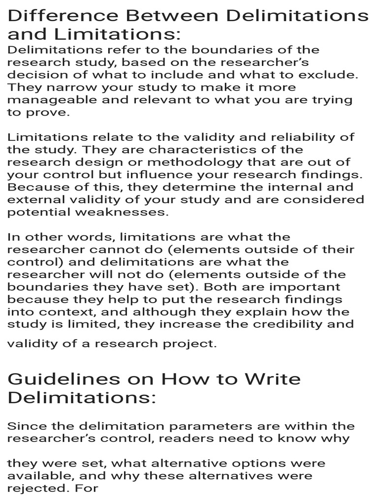 Understanding Delimitations vs Limitations | PDF | Business