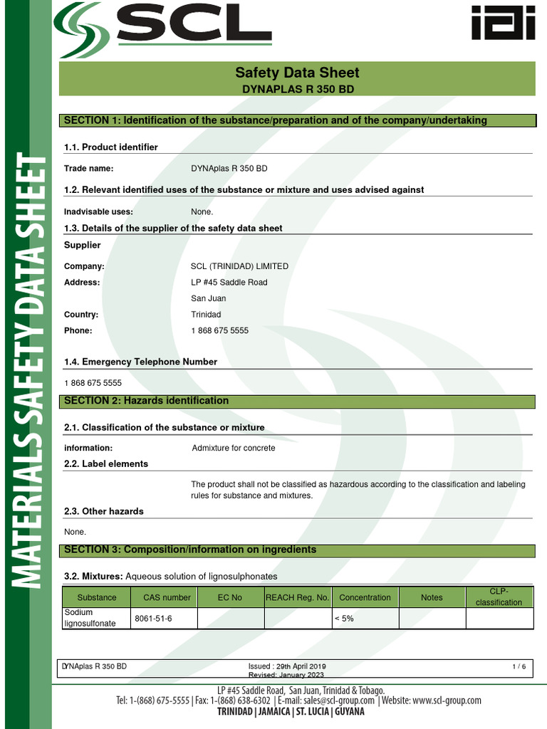 DYNAplas R 350 BD MSDS 2023 | PDF | Occupational Safety And Health | Safety
