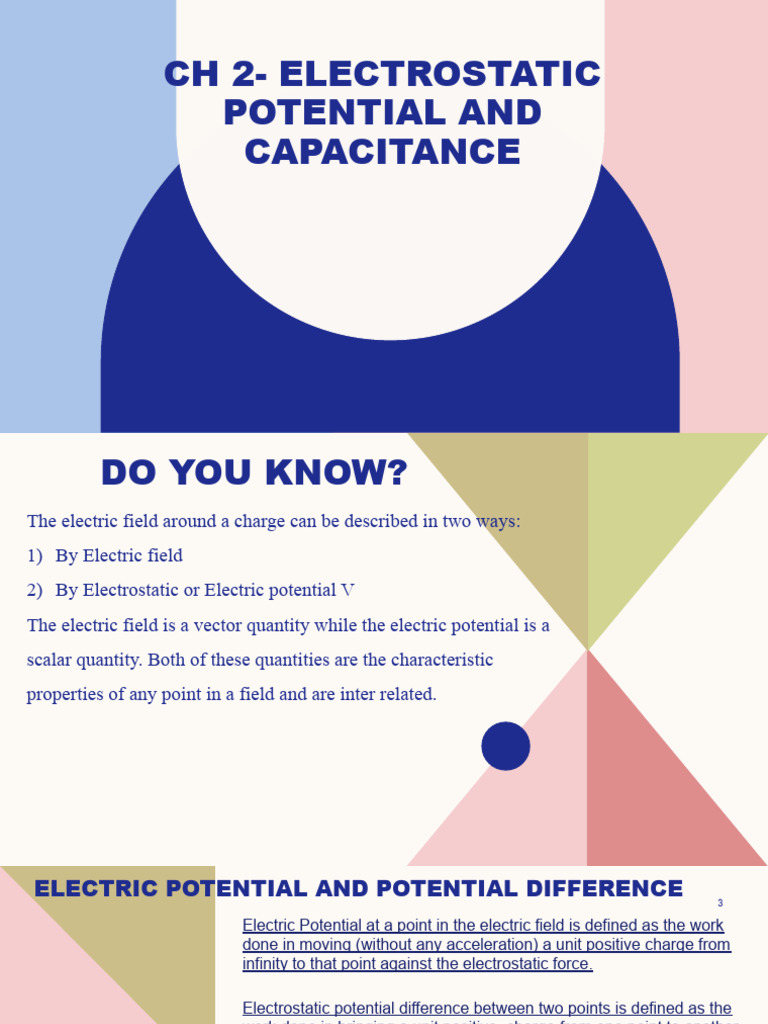 CH 2 - Electrostatic Potential and Capacitance | PDF | Dielectric | Capacitor