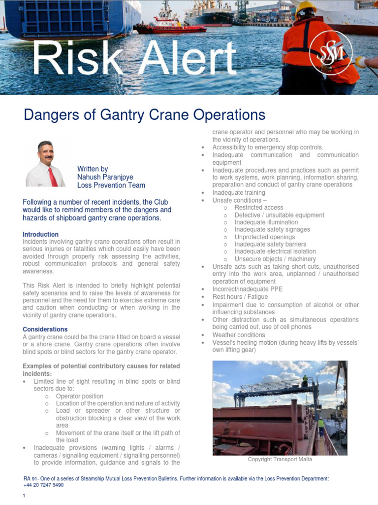 RA-91-Dangers of Gantry Crane Operations | PDF | Crane (Machine) | Risk