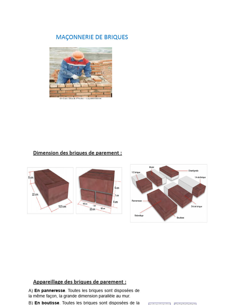 Techniques d'appareillage en maçonnerie | PDF | Brique | Matériaux de ...