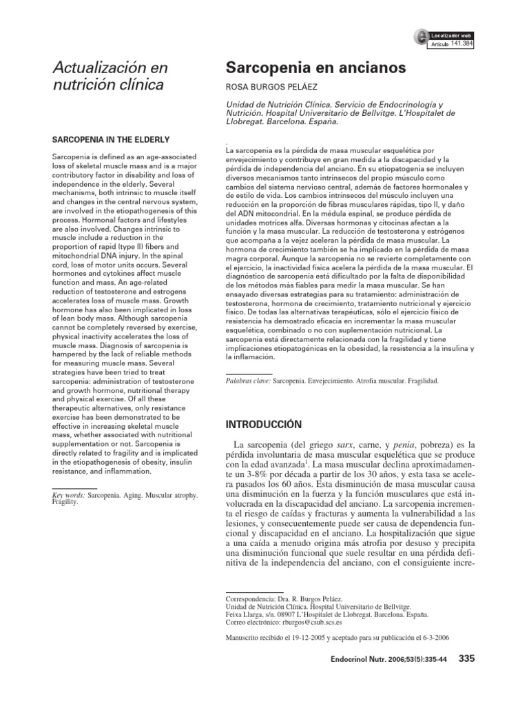 Sarcopenia en Ancianos: Causas y Tratamiento | PDF | Músculo | Biología