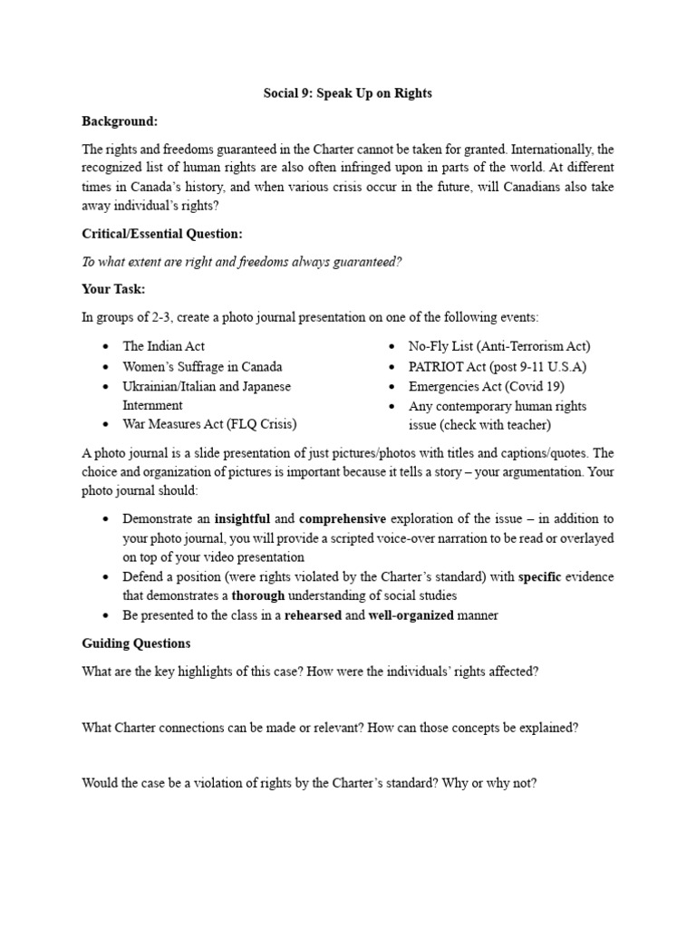 Speak Up On Rights Performance Assessment Task | PDF | Career & Growth ...