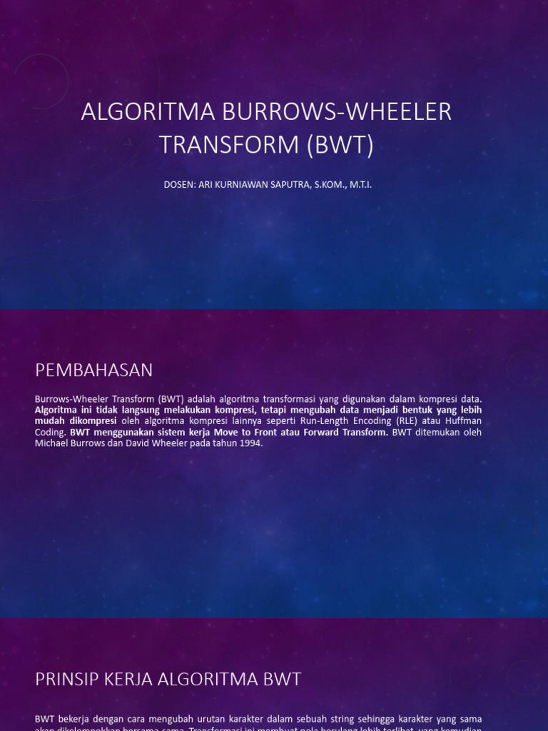 Algoritma Burrows-Wheeler Transform (BWT) | PDF