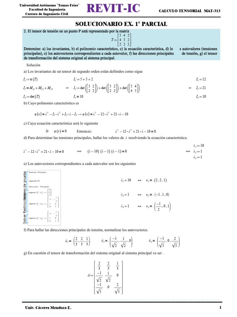 Calculo Tensorial - Mat - 313 | PDF | Tensor | Valores propios y ...