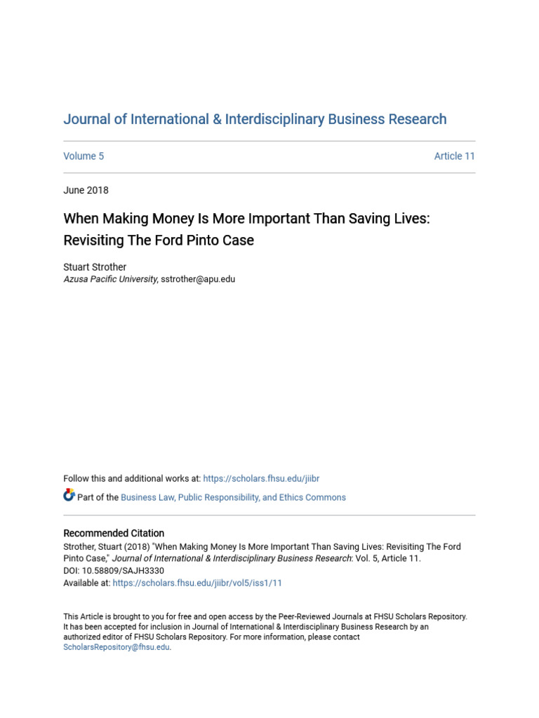 REVISITING THE FORD PINTO CASE | PDF | Justice | Crime & Violence