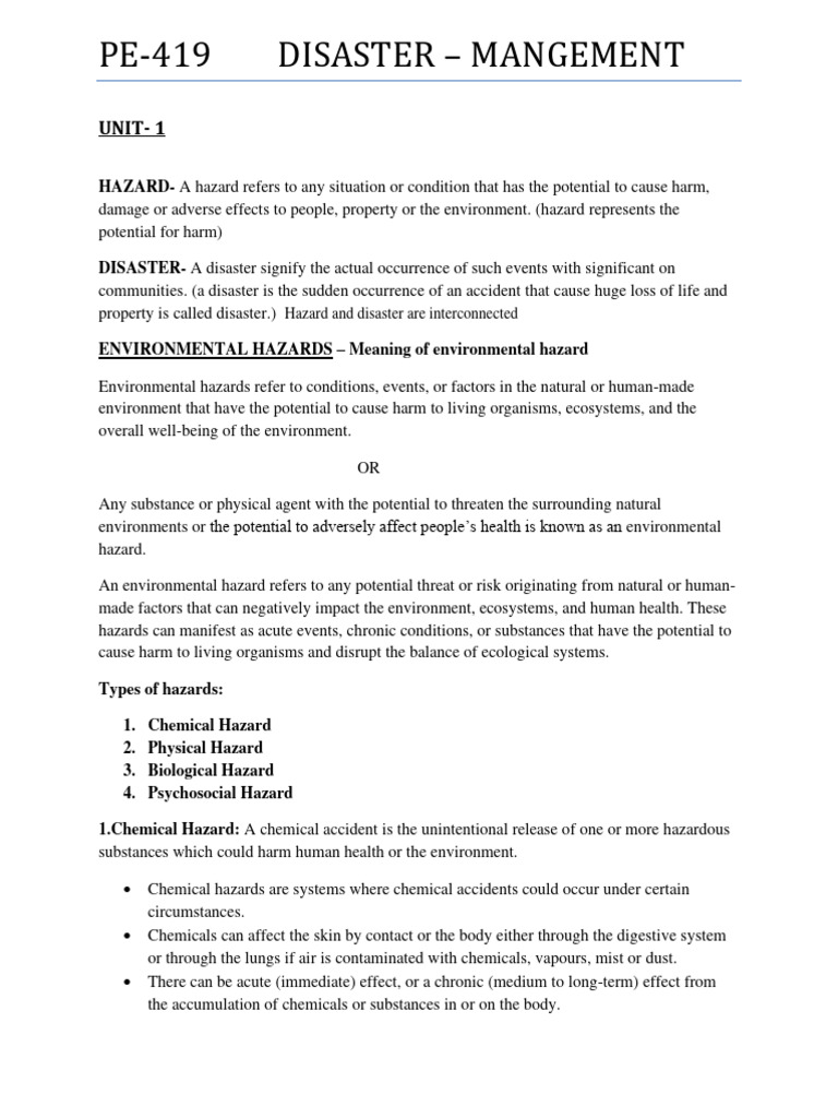 Disaster Management Notes | PDF | Natural Disasters | Volcano