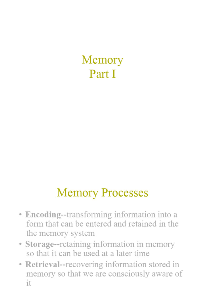 Memory+Part+I | PDF | Memory | Recall (Memory)