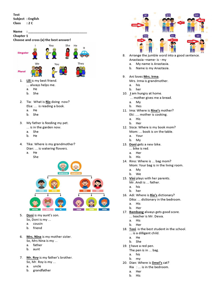 English (Personal Pronoun, Possessive Adjective, Family Tree) | PDF ...