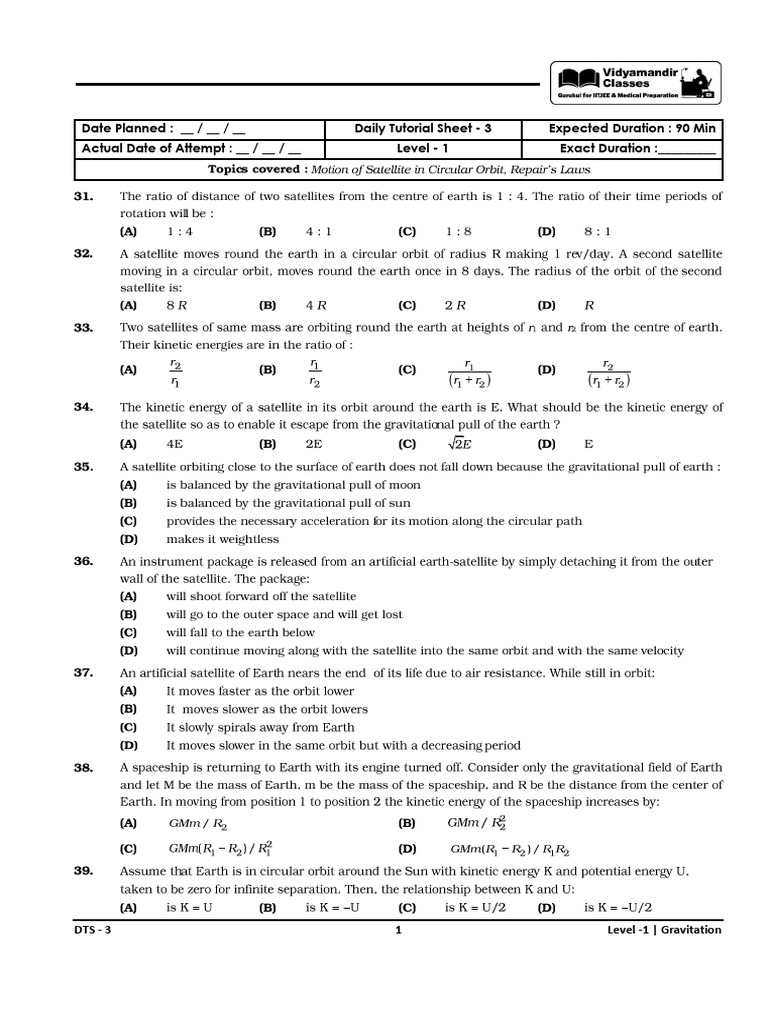 Gravitation - DTS - 3 | PDF