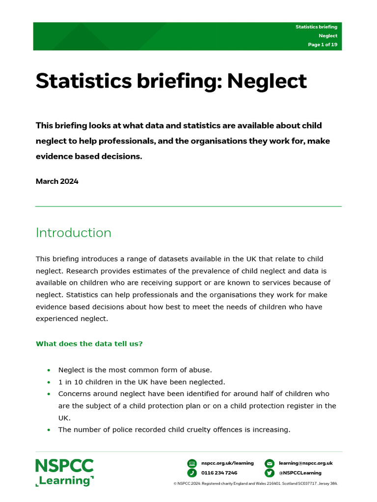 Child Neglect Data for Professionals | PDF | Child Neglect | Child ...