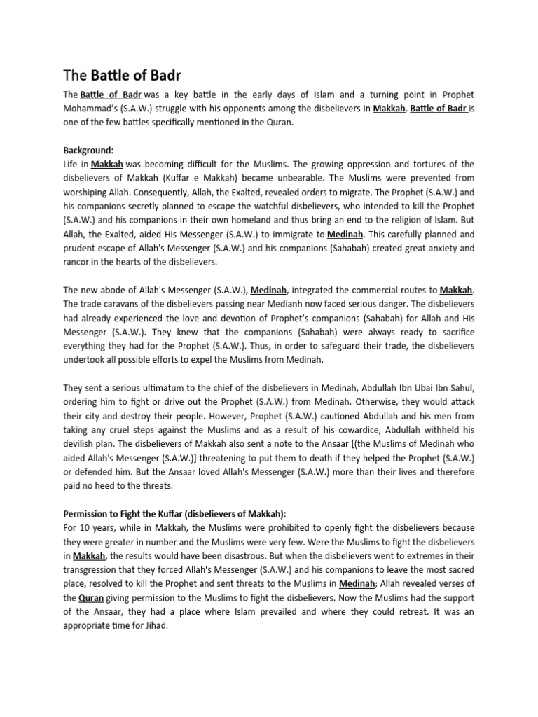 The Battle of Badr | Download Free PDF | Muhammad | Abrahamic Religions