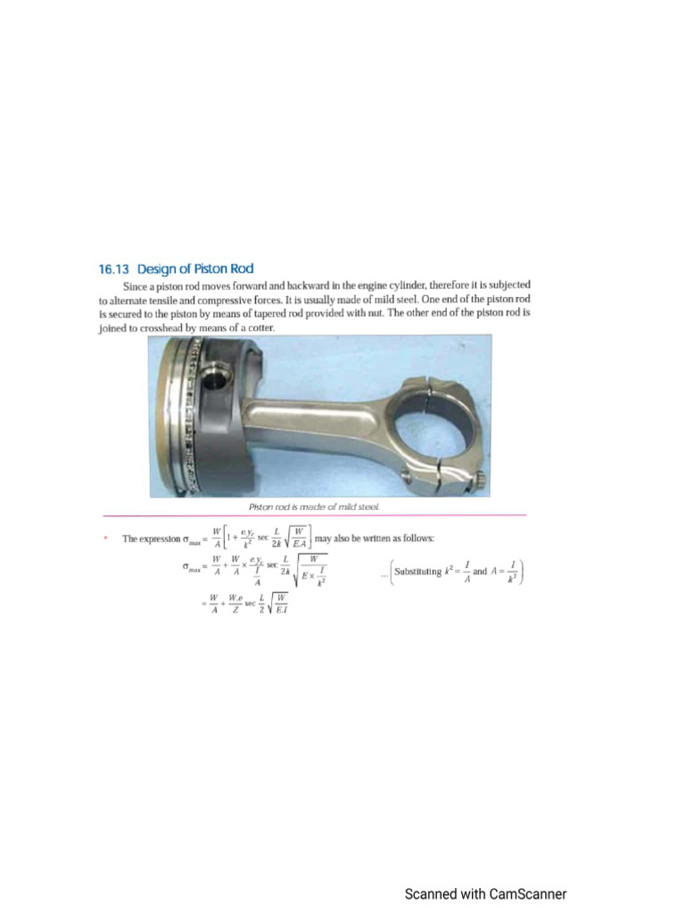 Design of Piston Rod Push Rod and Connecting Rod | PDF
