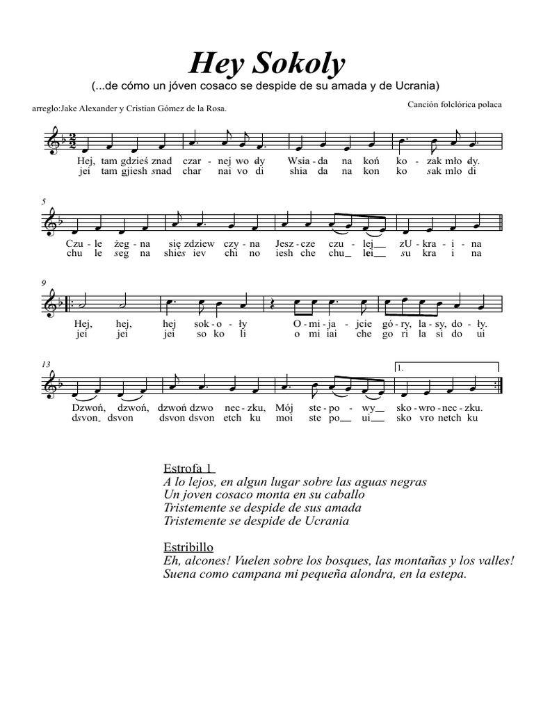 Coro Hey Sokoly - Partitura Completa | PDF