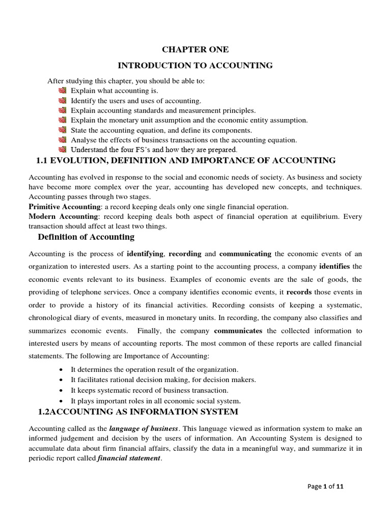 FoA I Chapter One | PDF | Equity (Finance) | Fair Value