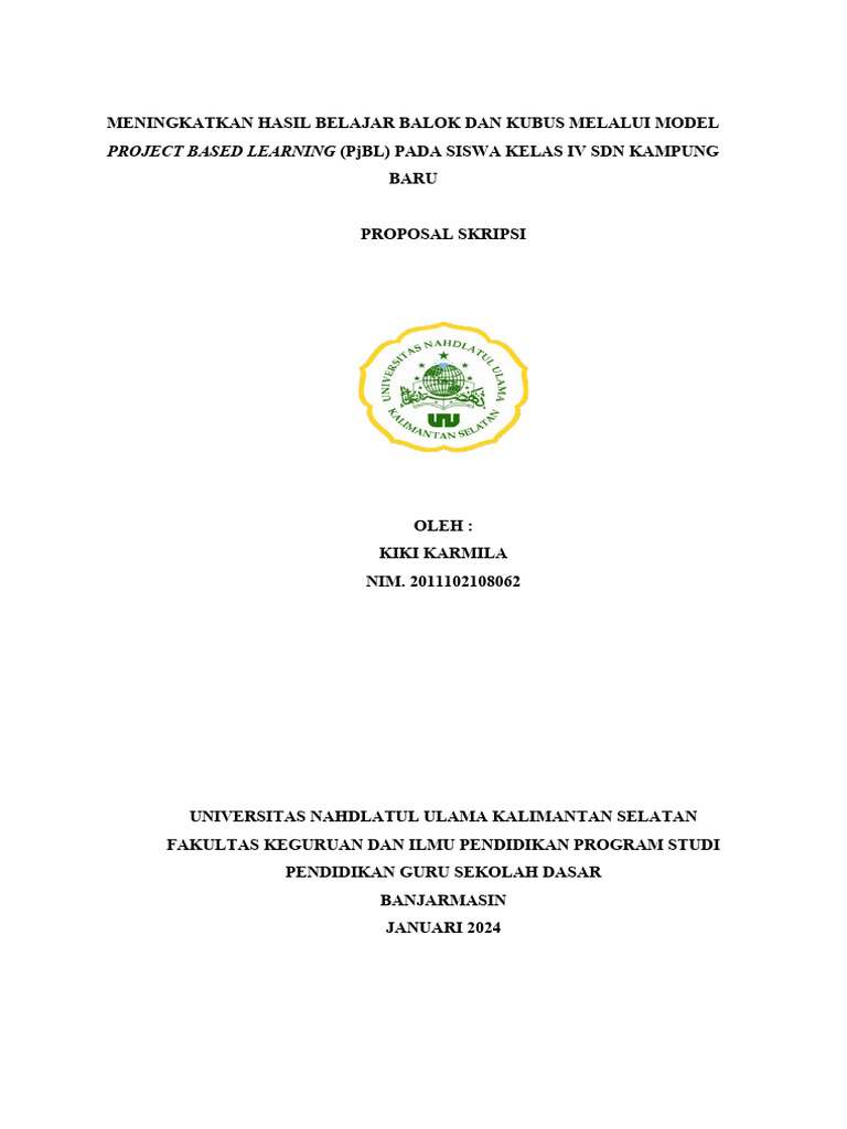 Proposal Skripsi Kiki Karmila PGSD | PDF