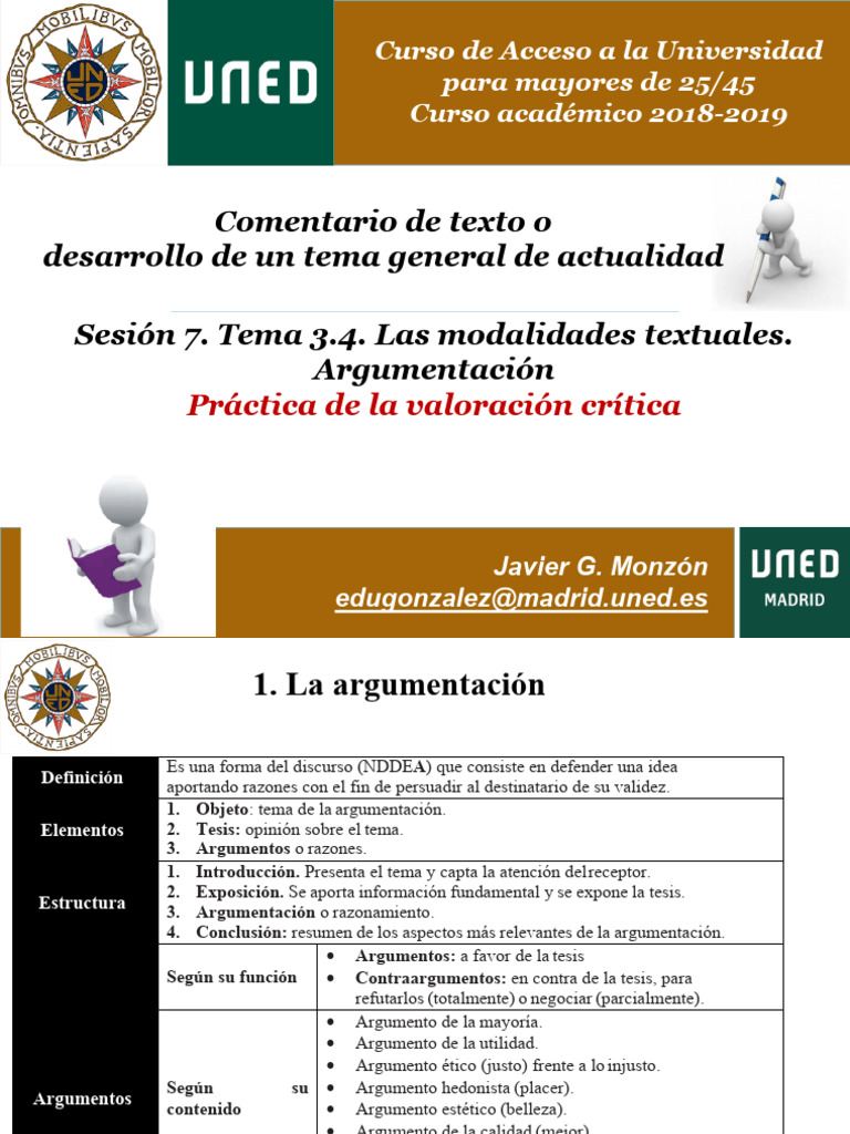 CT - S7 - Tema3.4. Modalidad Textual. Argumentación | PDF | Argumento | Sociedad
