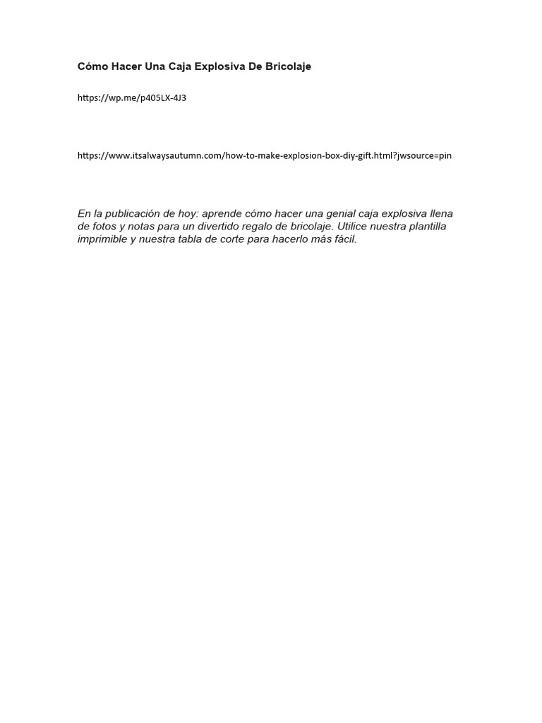 Cómo Hacer Una Caja Explosiva De Bricolaje Pdf