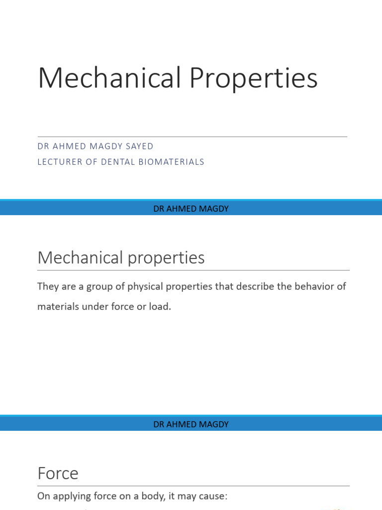 Understanding Mechanical Properties in Dentistry | PDF | Deformation ...
