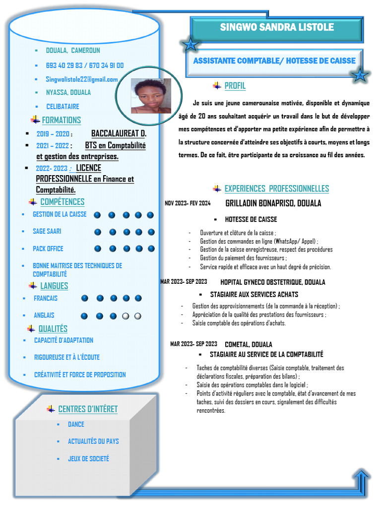 CV de Sandra Singwo, Comptable Polyvalente | PDF