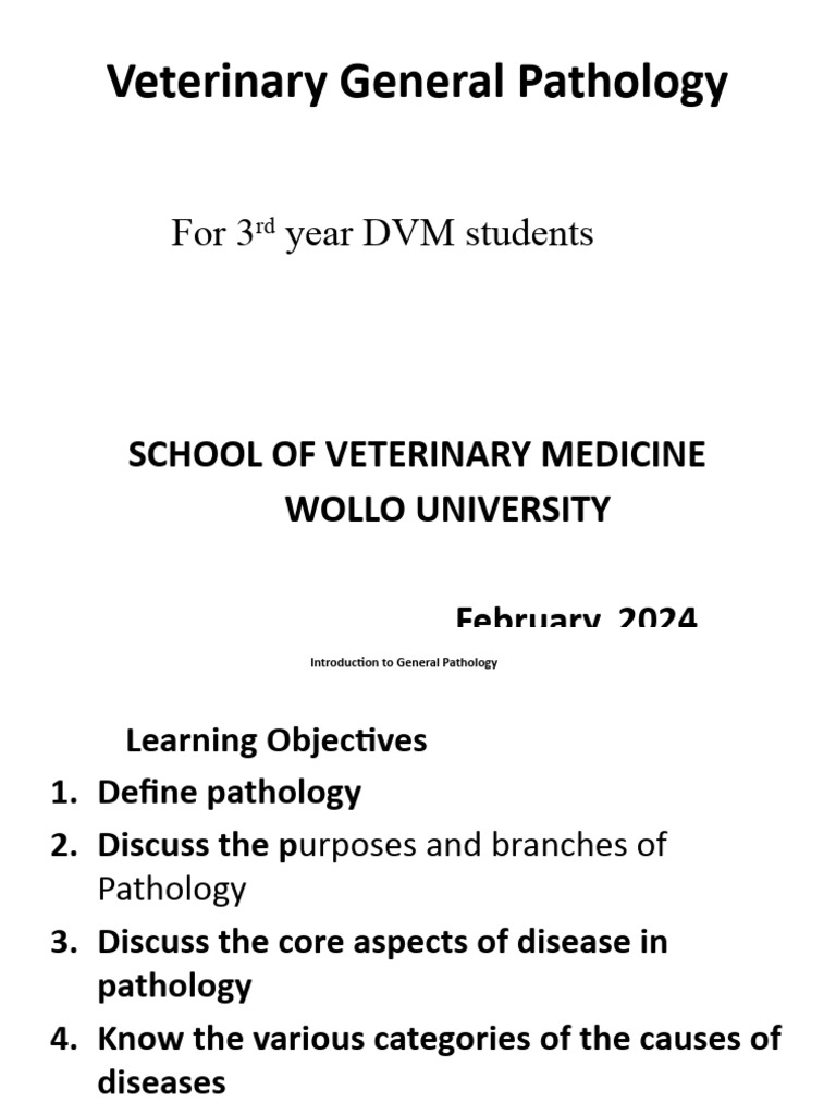 DVM Vet General Patho 2024 For Students | PDF | Pathology | Medical Diagnosis
