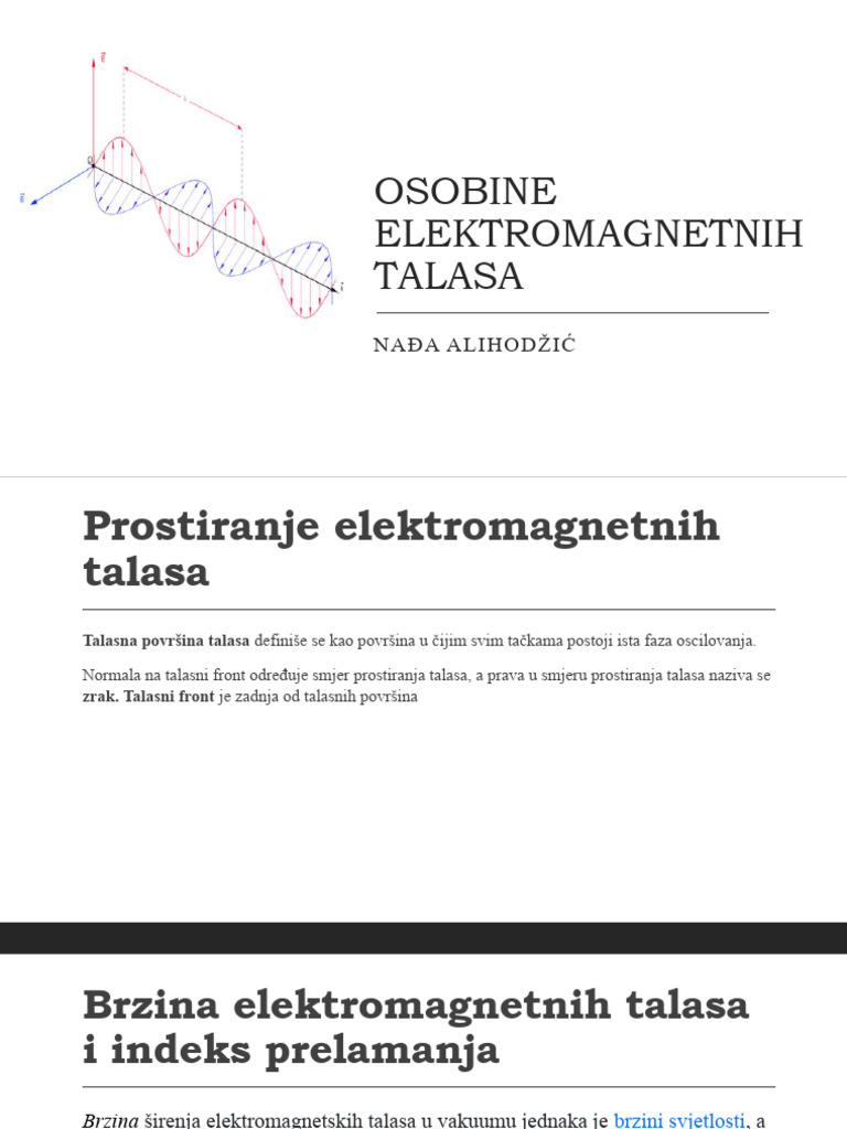 Osobine Elektromagnetnih Talasa | PDF