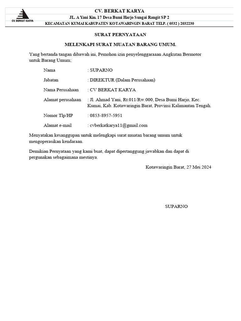 SP Memenuhi Surat Muatan Barang | PDF