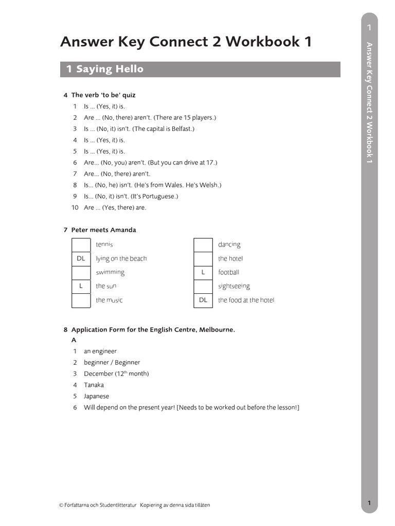 Connect2 Workbook1 Facit | PDF