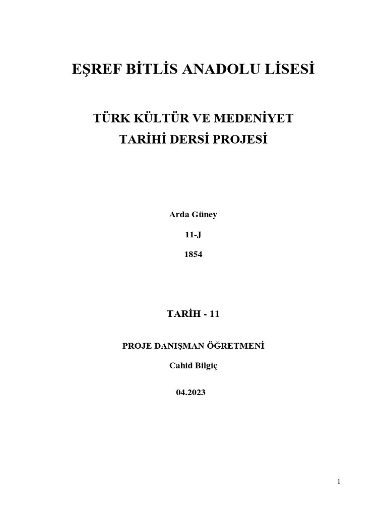 Esref Bitlis Anadolu Lisesi | PDF