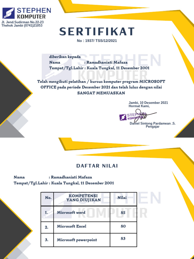 Sertifikat Komputer | PDF