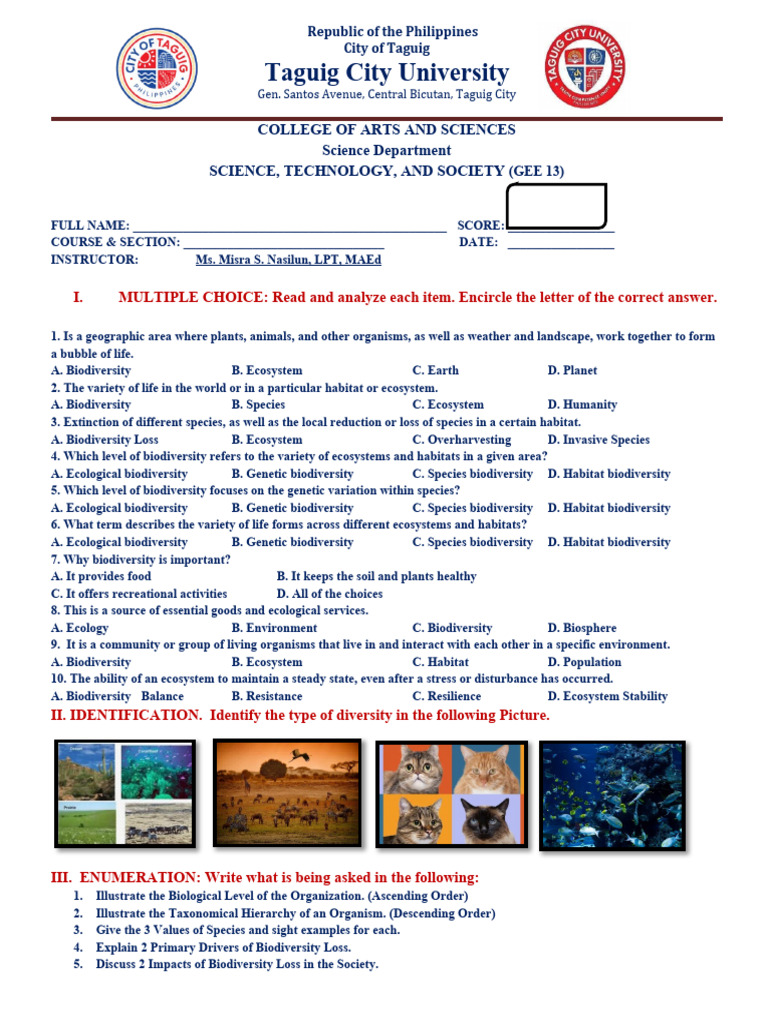 Quiz Biodiversity | PDF | Biodiversity | Ecosystem