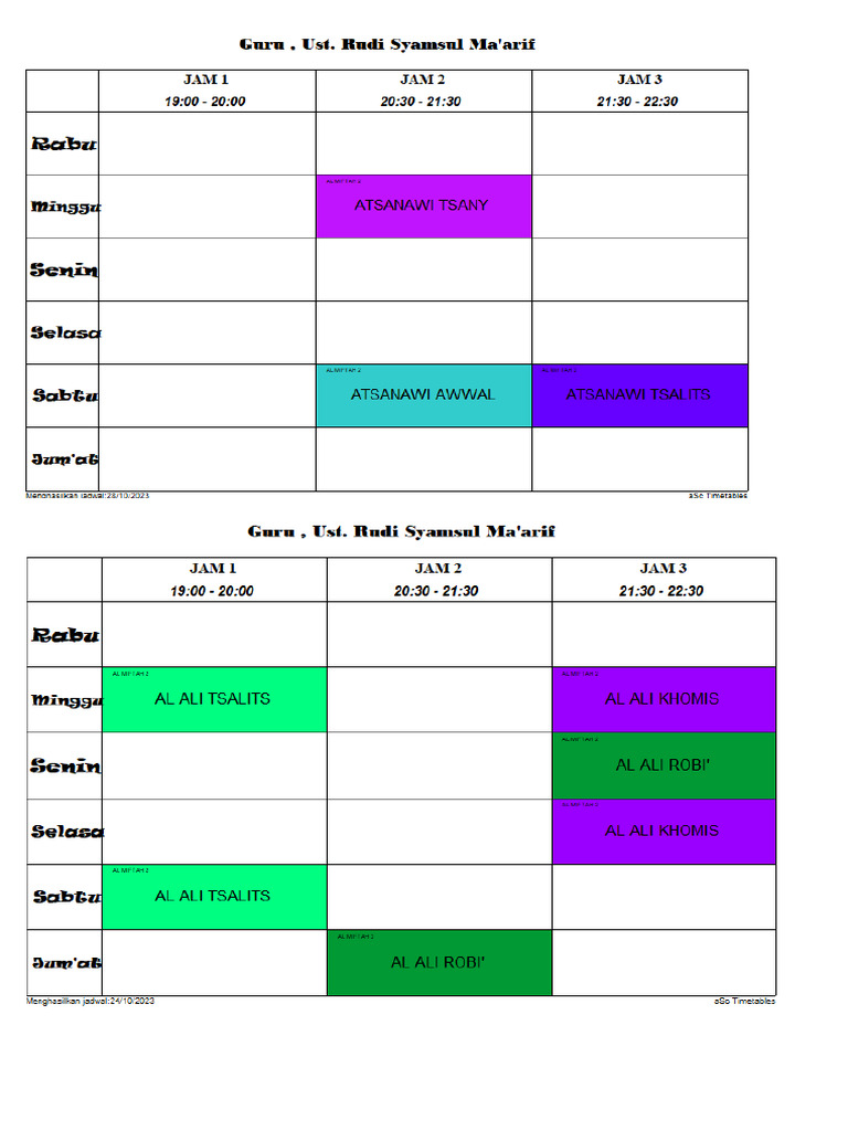 Jadwal Baru TA 2324 | PDF