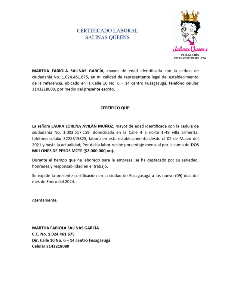 Certificado Laboral | PDF