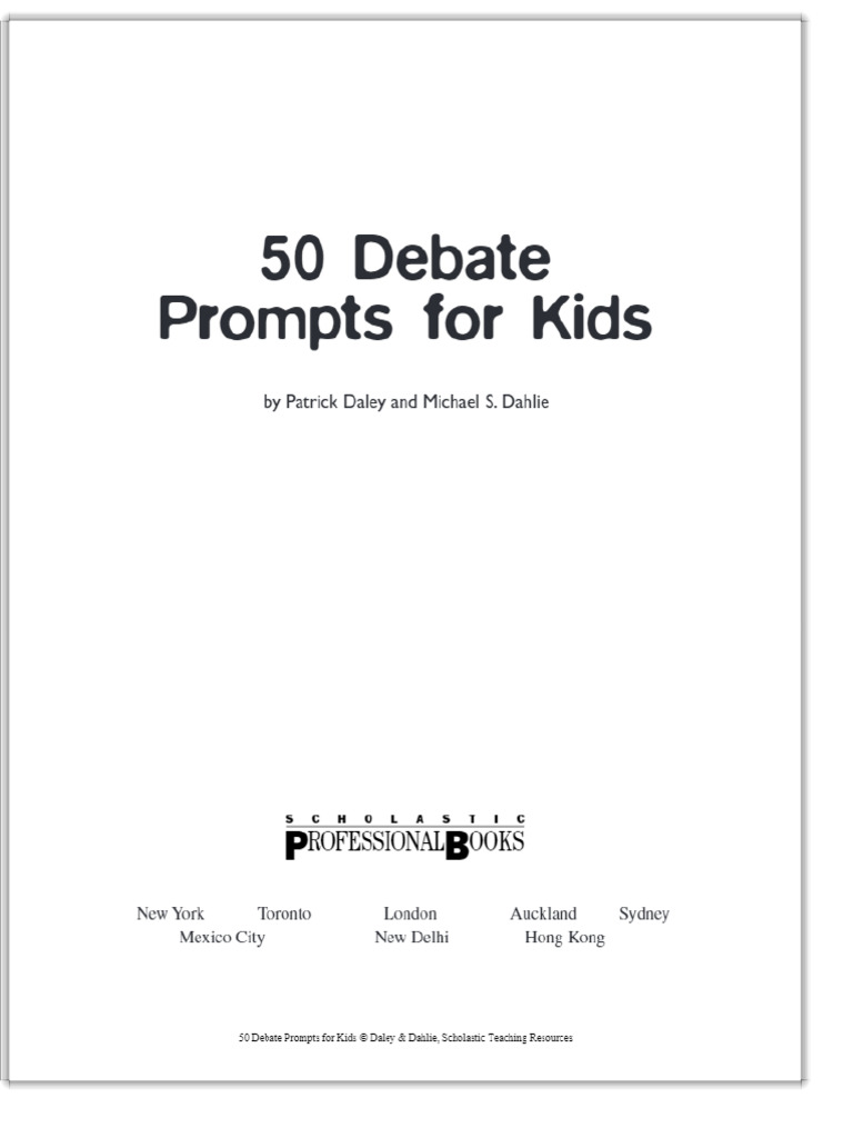 50 Debate Prompts For Kids | PDF