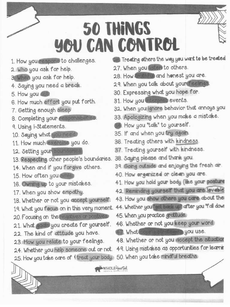 50 Things You Can Control | PDF