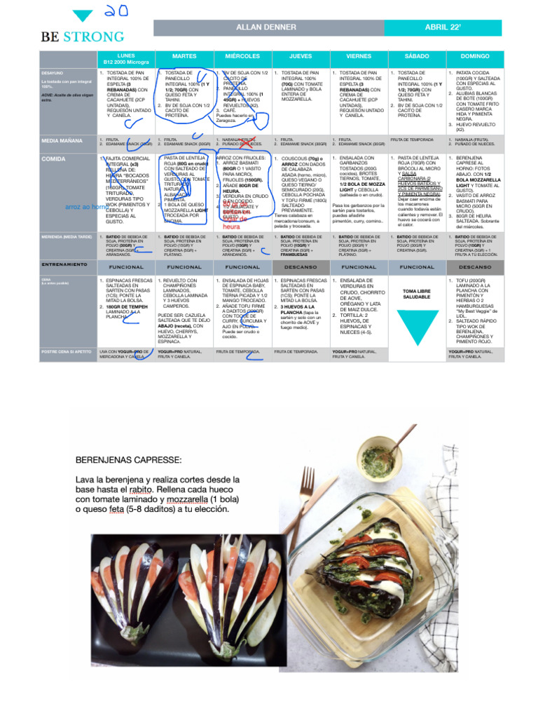 Planificación Allan Denner Marzo-Abril 20 | PDF | ensalada | Alimentos