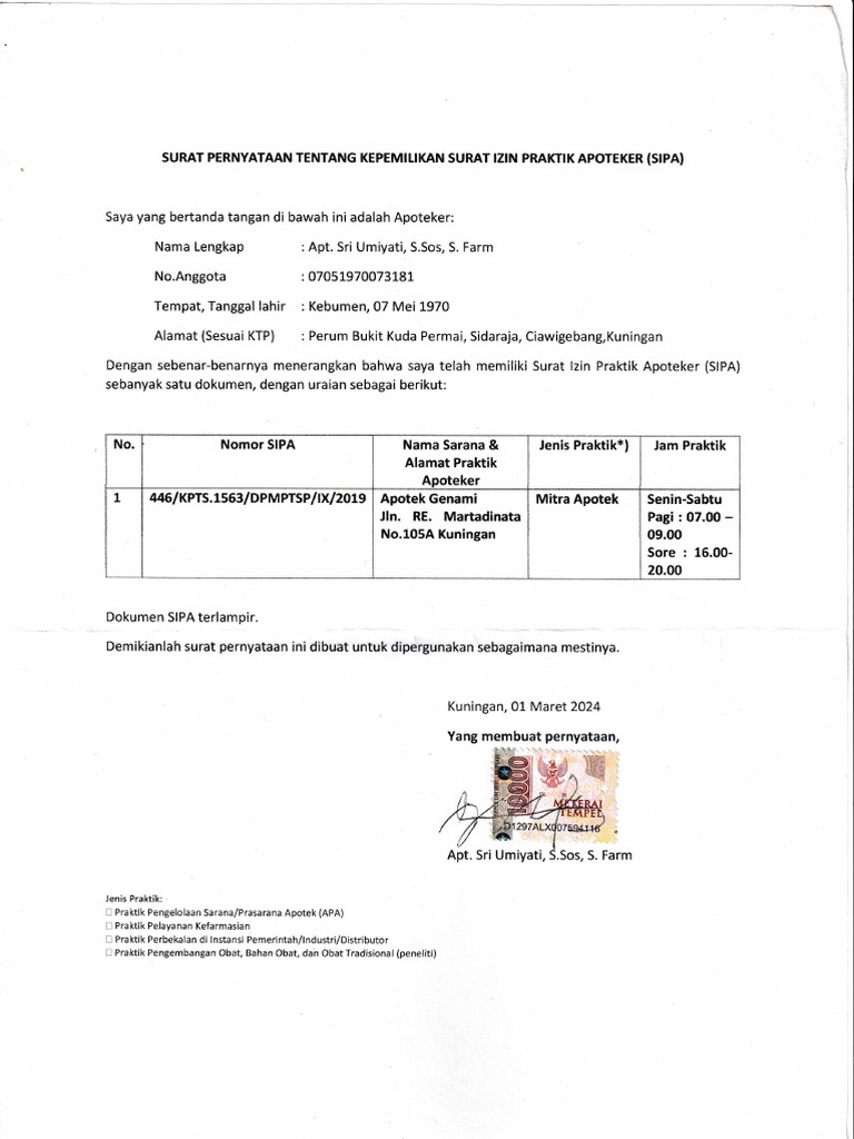 Surat Pernyataan Sipa | PDF