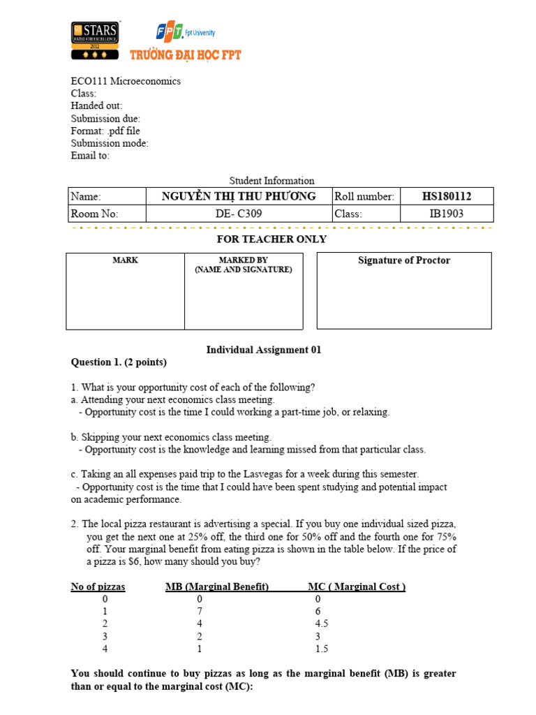 ECO111 Test 01 Individual Assignment 01 Spring2024 | PDF | Opportunity ...