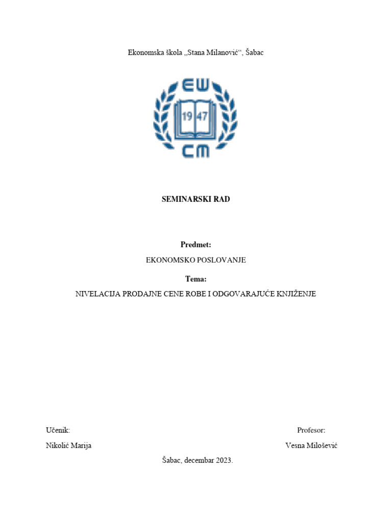 Seminarski Rad 2023 | PDF